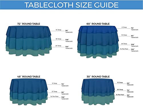 [2 Pack] White Round Tablecloths 90 Inch [Perfect Size for 30-60 Inch Tables] Premium Quality Textured Washable Polyester Fabric 90" Table Cloth White