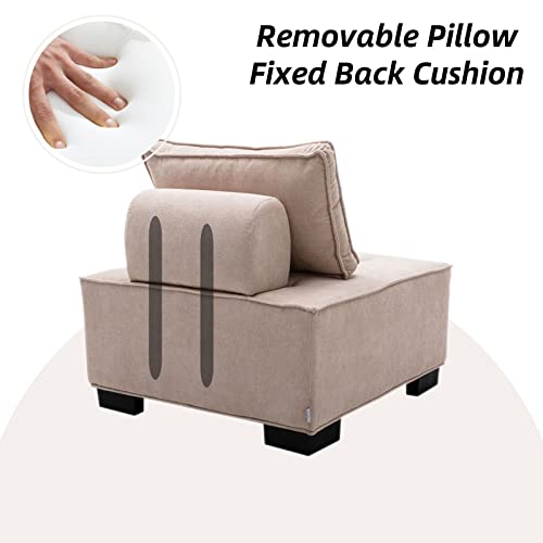 Luccalily Modular Sectional Sofa Couch,Square Floor Sofa Comfy Single Lazy Sofa Sleeper with Removable Pillow for Living Room, Bedroom and Study Room (898 Beige)