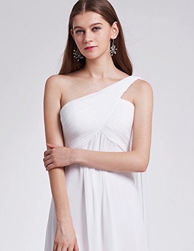 Ever-Pretty Women's Summer One-Shoulder Empire Waist Chiffon Pleated Maxi Formal Dress White US6