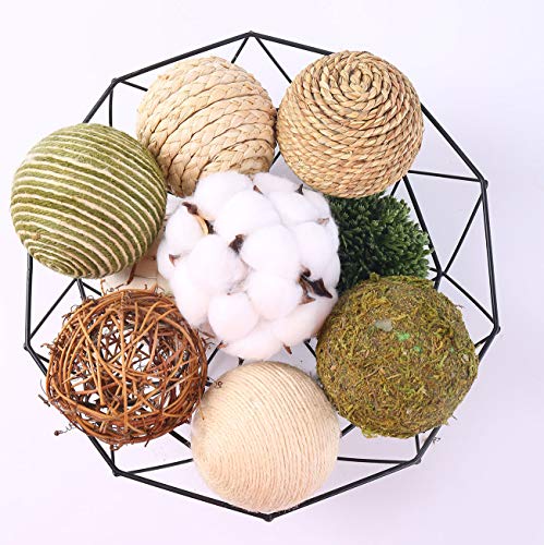 CIR OASES 9pcs 3.5Inch Fall Decorative Ball Orb Rattan Ball Rattan Woven Orbs Spherical Bowl and Vase Filler for Home Party Wedding Display Decor Props