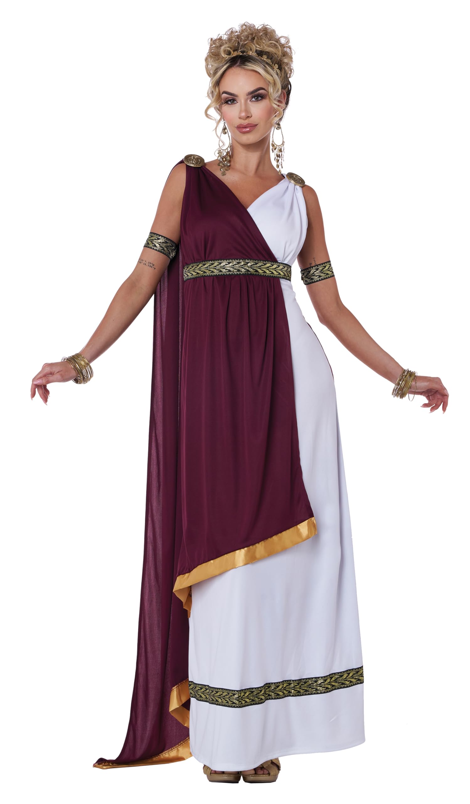 California Costumes Roman Empress Outfit Large Maroon,White