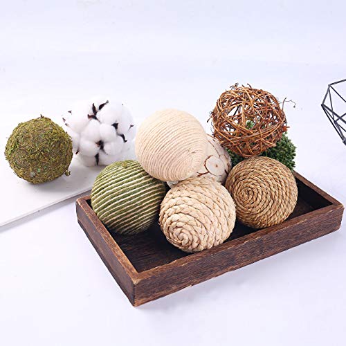 CIR OASES 9pcs 3.5Inch Fall Decorative Ball Orb Rattan Ball Rattan Woven Orbs Spherical Bowl and Vase Filler for Home Party Wedding Display Decor Props