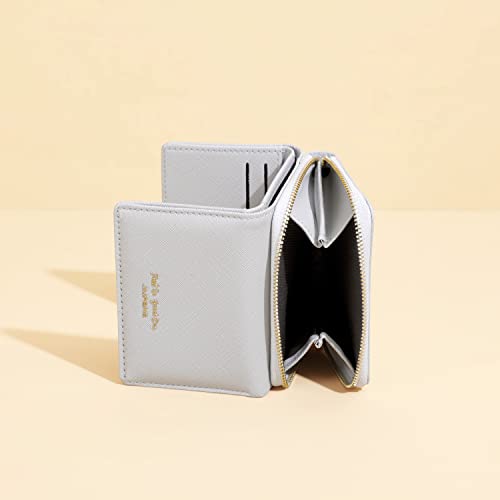 JIUFENG Women's Short Wallet Multi Purpose Zipper Folded Purses Coins Pouches Multi-card Position Card Organizer (Gray)