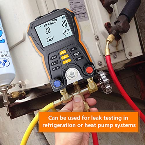 Digital Manifold Gauge Set, Vacuum Pressure Temperature Leakage Tester for Air Conditioning Systems and Heat Pumps, HT-750