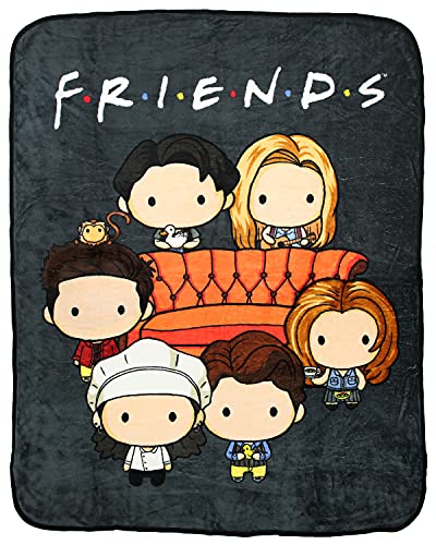 Friends TV Show Chibi Characters Micro Raschel Throw Blanket 46"x60" (116cm x 152cm) Multicolored / One Size