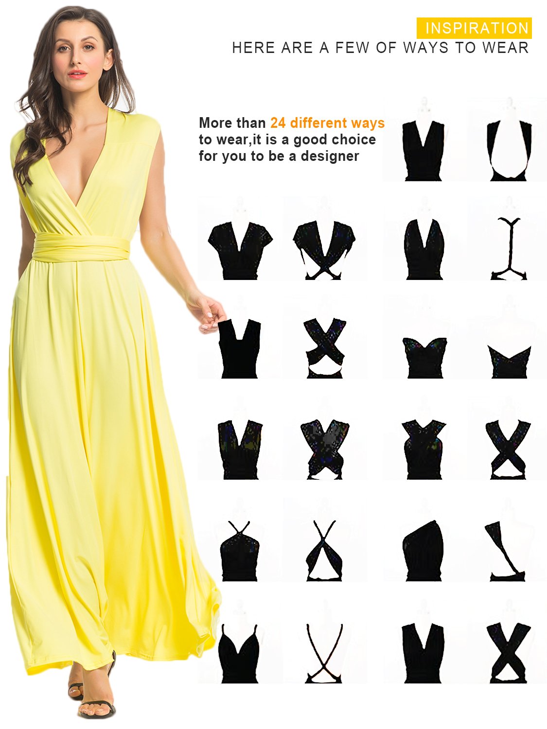 PERSUN Women's Convertible Multi Way Wrap Maxi Dress Long Party Grecian Dresses