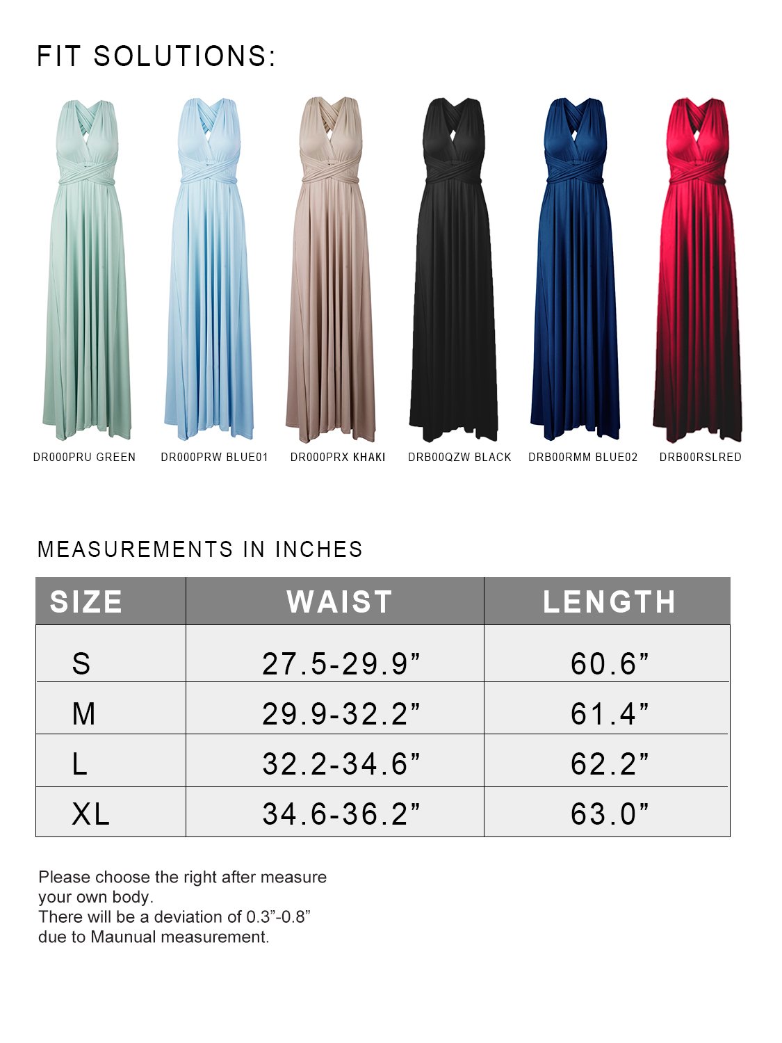 PERSUN Women's Convertible Multi Way Wrap Maxi Dress Long Party Grecian Dresses