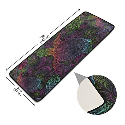 Boho Sea Turtle Mandala Kitchen Rugs Non-Slip Soft Doormats Bath Carpet Floor Runner Area Rugs for Home Dining Living Room Bedroom 72" X 24"