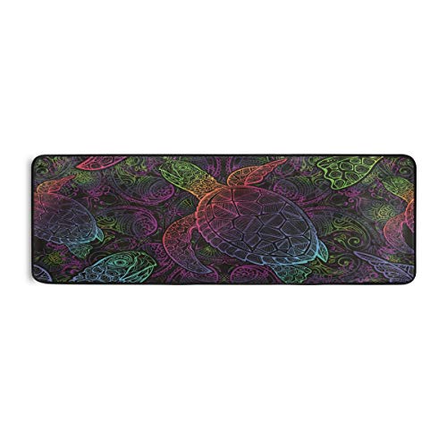 Boho Sea Turtle Mandala Kitchen Rugs Non-Slip Soft Doormats Bath Carpet Floor Runner Area Rugs for Home Dining Living Room Bedroom 72" X 24"