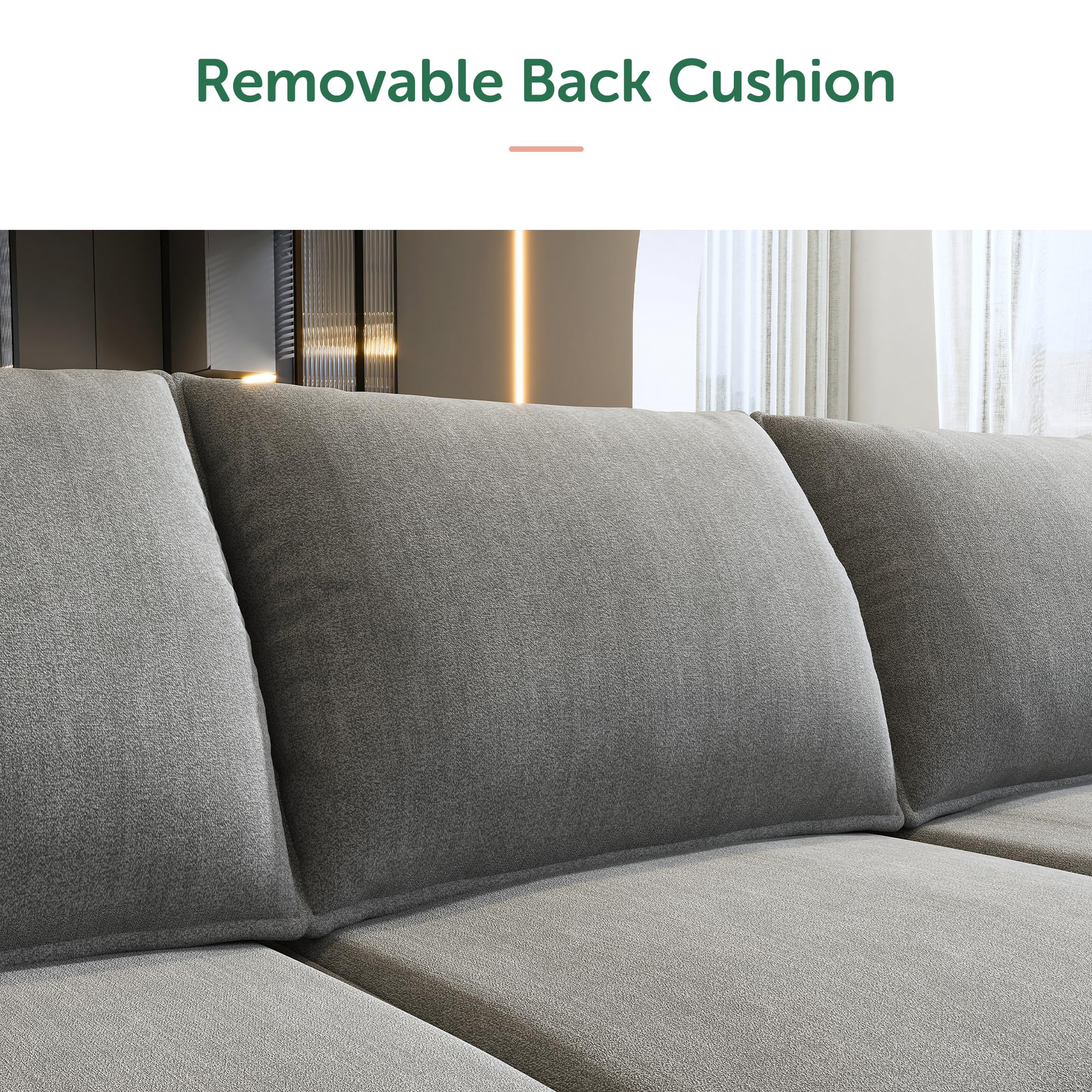HONBAY Oversized Modular Sofa Couch with Ottoman U Shape Sectional Couch with Chaise Large Sleeper Modular Sectional Sofa with Storage Seats, Grey