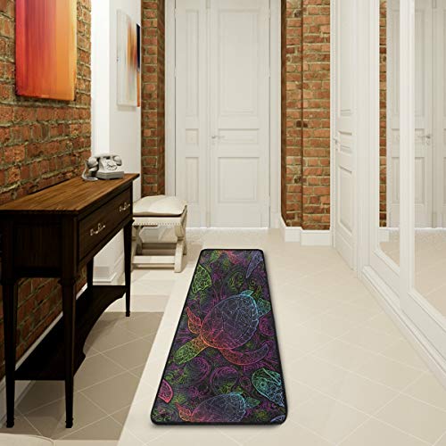 Boho Sea Turtle Mandala Kitchen Rugs Non-Slip Soft Doormats Bath Carpet Floor Runner Area Rugs for Home Dining Living Room Bedroom 72" X 24"
