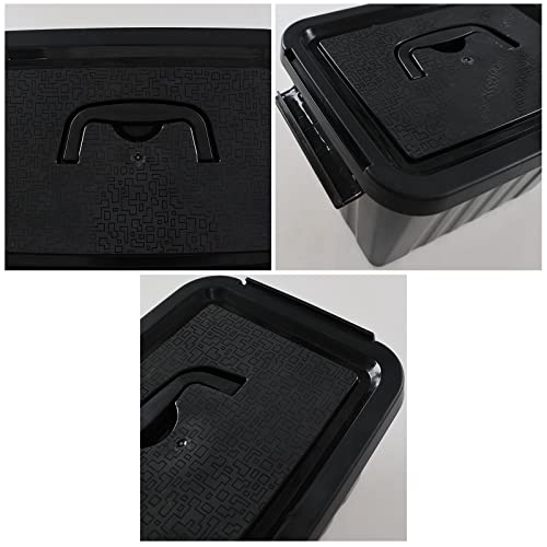 Leendines 6L Plastic Storage Boxes, 6 Pack Black Storage Bins with Lids