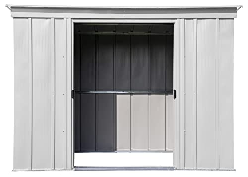 Arrow Shed Classic 8' x 4' Outdoor Padlockable Steel Storage Shed Building, Flute Grey