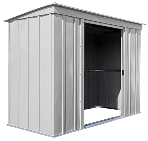 Arrow Shed Classic 8' x 4' Outdoor Padlockable Steel Storage Shed Building, Flute Grey