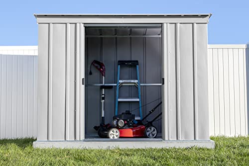 Arrow Shed Classic 8' x 4' Outdoor Padlockable Steel Storage Shed Building, Flute Grey