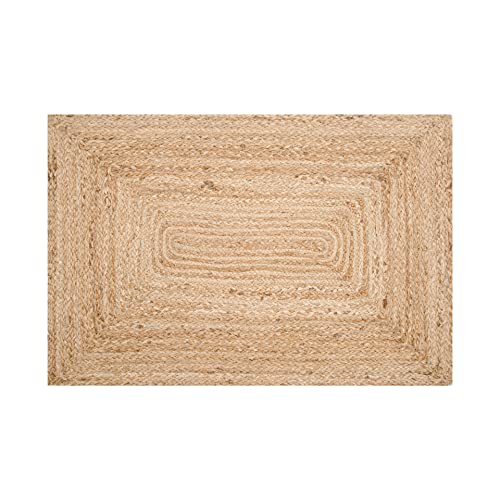 Jute Braid Natural Rug 2X3' Cedar Wood Colour, Hand Woven & Reversible for Living Room Kitchen Entryway Rug,Jute Burlap Braided Rag Rug 24x36 inch,Farmhouse Rag Rug, Rustic Rug,Natural Look Rug