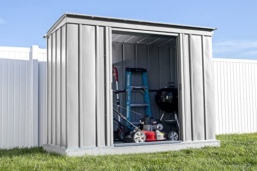 Arrow Shed Classic 8' x 4' Outdoor Padlockable Steel Storage Shed Building, Flute Grey