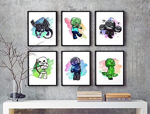 Waschbar Neon Gaming Posters for Boys Room Decor, Gaming Room Decor, Boys Room Decorations for Bedroom, Gamer Wall Art, Inspirational Posters for Video Game Room (Mining)