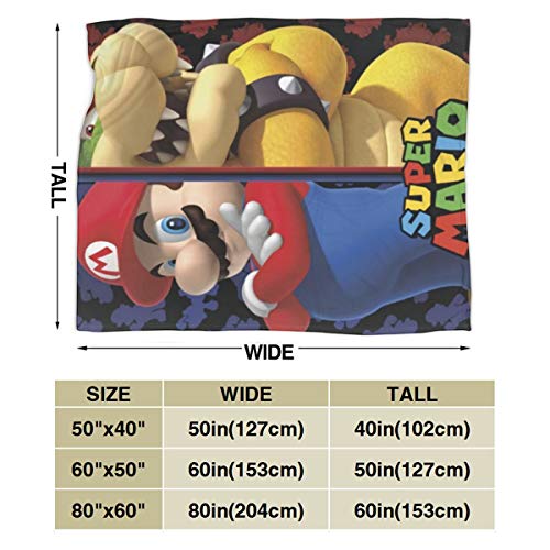 Taodfng Mar-Io Vs Bow-Ser Blanket Flannel Summer Air Conditioner Super Soft Plush Fleece Throw Blanket Home Bed Sofa All Season 60"" X50