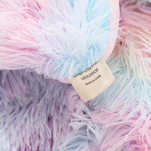 Amidoudou Super Soft Faux Fur Throw Blanket Plush Bedspread Blanket Tie-dye Blanket for Beds Couch Sofa (Rainbow,51"x63")