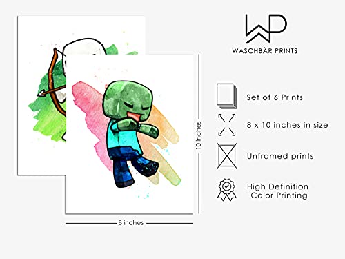 Waschbar Neon Gaming Posters for Boys Room Decor, Gaming Room Decor, Boys Room Decorations for Bedroom, Gamer Wall Art, Inspirational Posters for Video Game Room (Mining)