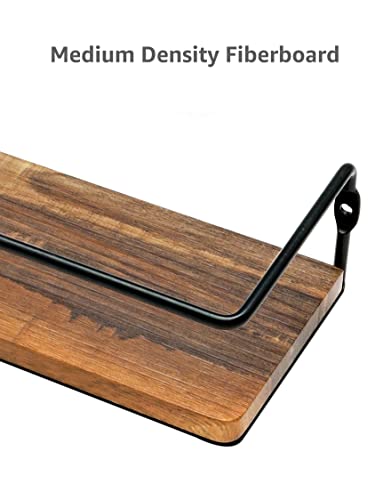 QEEIG Floating Shelves Bathroom Decor - Wall Shelf with Towel Bar Farmhouse 16 inch Set of 2, Rustic Brown (FS636)