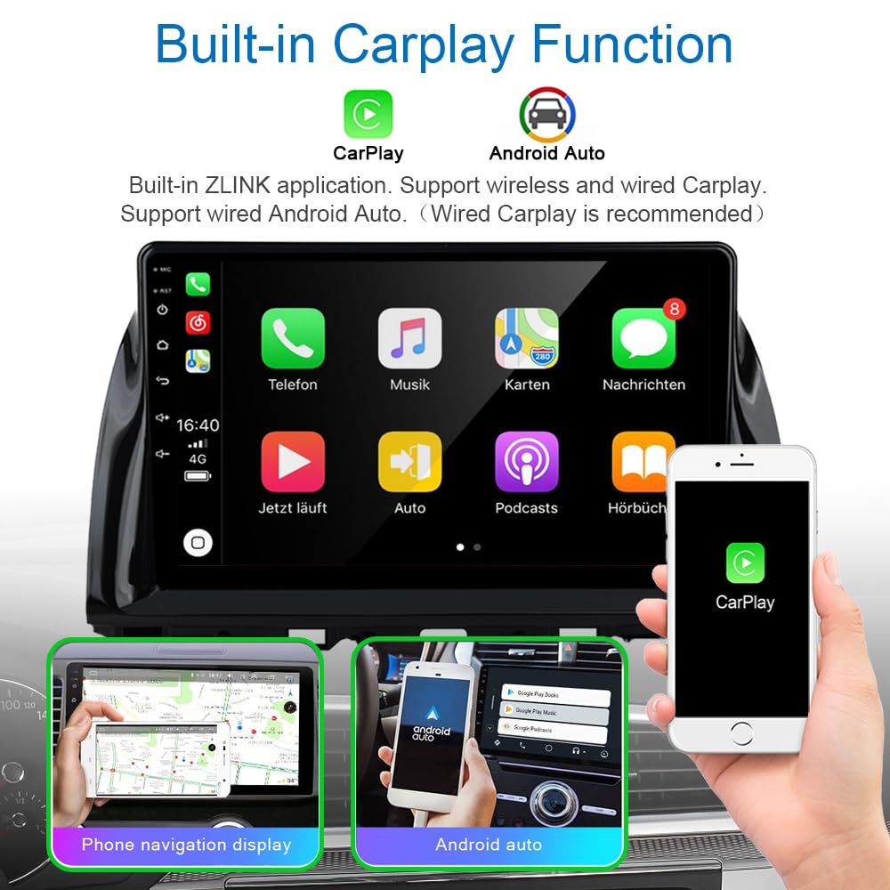 GOJOHO for Mazda CX5 CX-5 Radio 2012-2015 with 10.1" IPS Touchscreen 36EQ Wireless Carplay Android Auto GPS Navigation for Car Stereo Head Unit Built-in DSP with Free Backup Camera Incompatible Bose