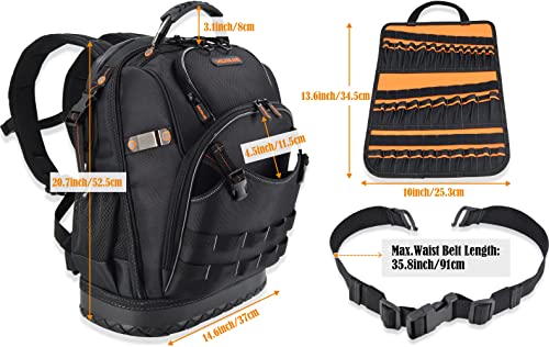 77-Pockets Tool backpack, Tool backpack for men, HVAC tool bag backpack, Electricians backpack tool bag, Large electrician backpack, Tool backpack for electricians, Tool backpack for construction