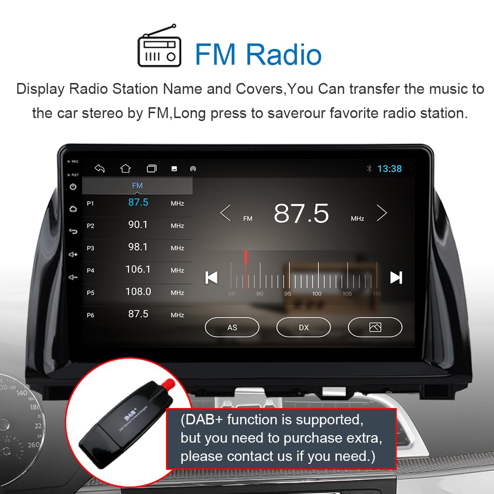 GOJOHO for Mazda CX5 CX-5 Radio 2012-2015 with 10.1" IPS Touchscreen 36EQ Wireless Carplay Android Auto GPS Navigation for Car Stereo Head Unit Built-in DSP with Free Backup Camera Incompatible Bose