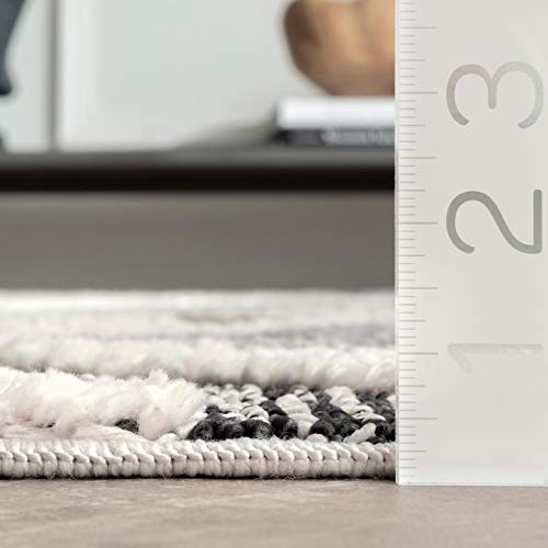 nuLOOM Theola Geometric High-Low Shag Area Rug, 4' x 6', Grey
