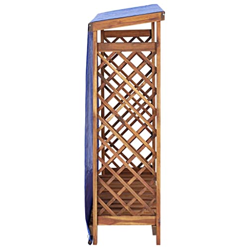 vidaXL Solid Acacia Wood Firewood Storage Shed Outdoor Garden Log Timber Cabin Storage House Shelter Carrier 41.3"x15"x45.3"