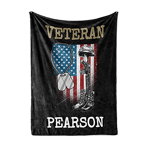 Veteran Blanket, Military Throws, Gift for Veteran, Gifts for Soldiers, Military Blanket, Thank You Gifts for Veterans, (D4-50“x60“- Medium Sherpa) Design 4