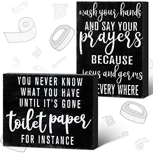 2 PCS Bathroom Decor Classic Box Sign Funny Bathroom Farmhouse Decor Modern Rustic Home Decor Humor Toilet Box Plaque Restroom Wooden Decoration You Never Know What You Have Until It's Gone 5 X 4 INCH
