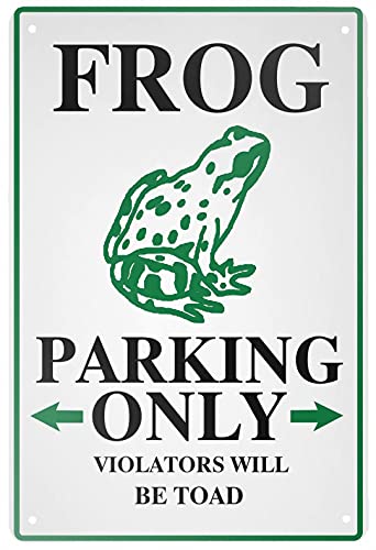 AAROENLYS Retro Tin Sign Frog Parking Only Metal Sign Wall Art Plaque Poster for Home Bar Pub 8 X 12 INCH