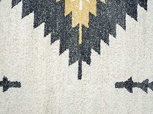 Abani Contemporary Southwestern Print 5'3" x 7'6" (5'x8') Area Rug - Non-Shed Yellow & Grey Rugs Living Room Rug