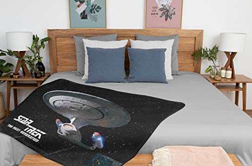 INTIMO Star Trek The Next Generation USS Enterprise NCC-1701-D Starship Fleece Plush Throw Blanket 60" x 48" (152cm x 122cm)