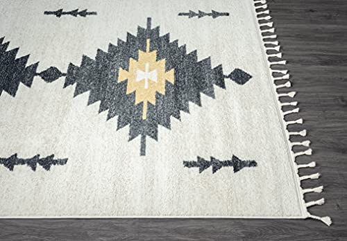 Abani Contemporary Southwestern Print 5'3" x 7'6" (5'x8') Area Rug - Non-Shed Yellow & Grey Rugs Living Room Rug