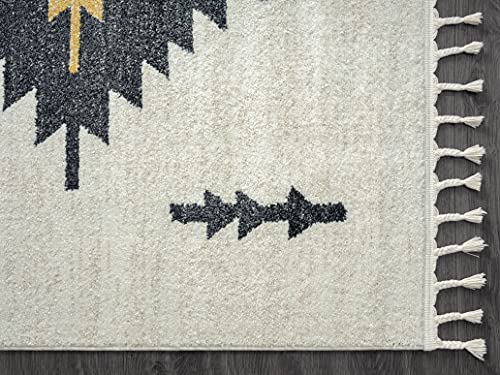 Abani Contemporary Southwestern Print 5'3" x 7'6" (5'x8') Area Rug - Non-Shed Yellow & Grey Rugs Living Room Rug