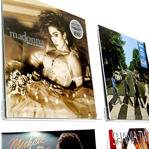 Simply Heaven Clear Vinyl Record Shelf Wall Mount 2 Pack Includes Bonus Bubble Level, Acrylic Album Record Holder, LP Display Floating Shelves