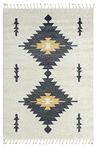 Abani Contemporary Southwestern Print 5'3" x 7'6" (5'x8') Area Rug - Non-Shed Yellow & Grey Rugs Living Room Rug