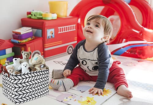 HIYAGON Kids Storage Basket Gift Basket Empty Baby Basket for Boys and Girls Toy Storage Bin Organizer Box Rectangular Room Decor for Home,Books(Black arrow)