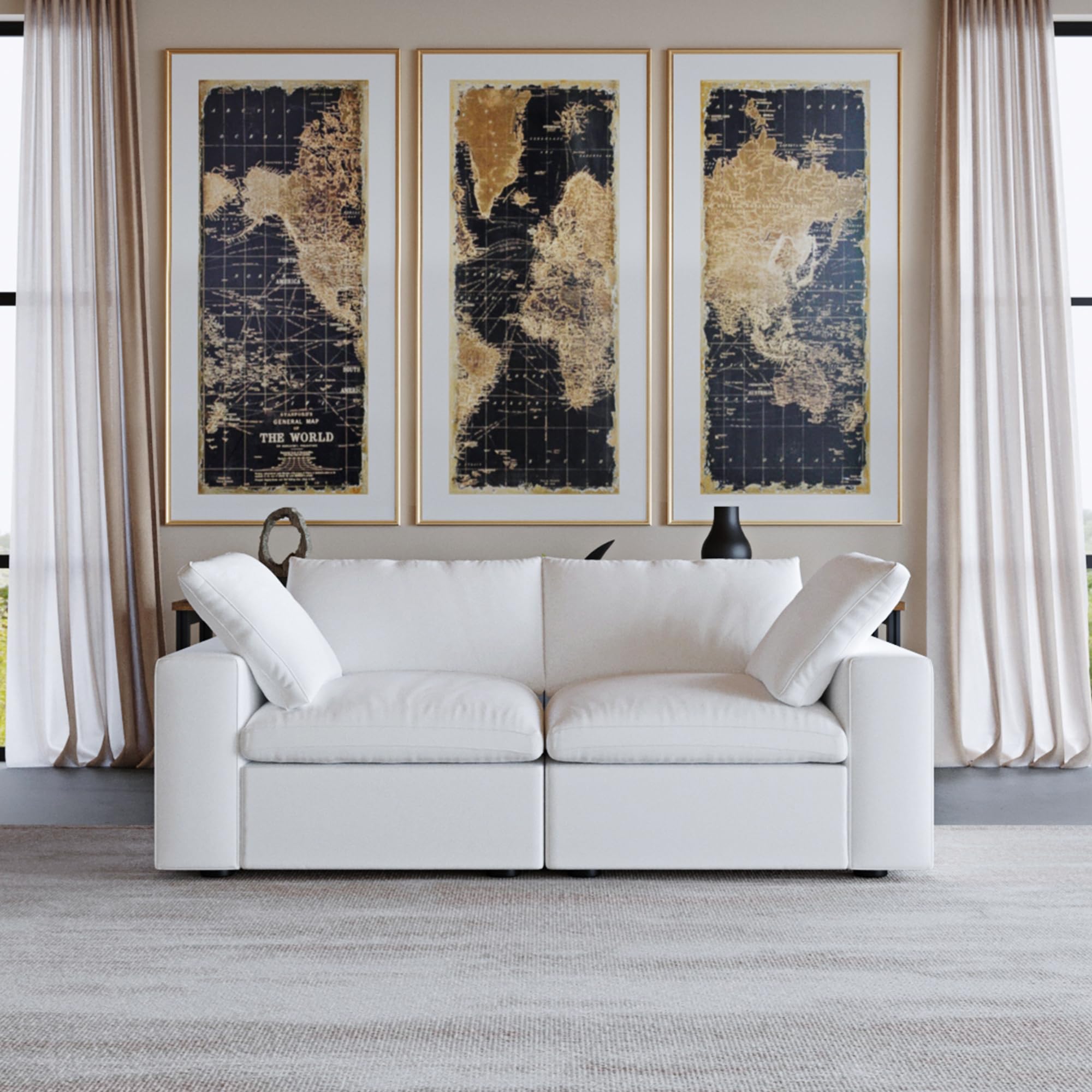 JACH Modern Convertible Modular Sectional Sofas for Living Room, Love Seat Sofas, Cushion Covers Removable, Customizable Modular Sectional Couch for Living Room Bedroom Apartment (White)