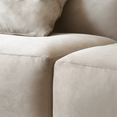 Acanva Luxury Modern Modular L-Shape Sectional Sofa Set, 3 Seat Upholstered Couch with Chaise Lounge for Living Room Bedroom Apartment,Light Cream