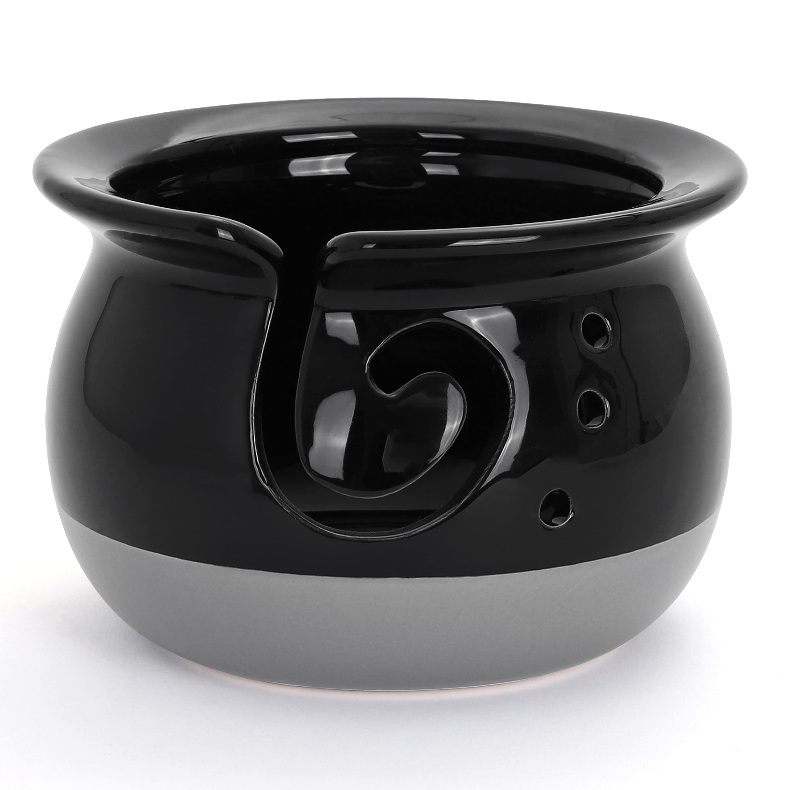Milltown Merchants Black Yarn Bowl - Yarn Holder - Knitting Accessories - Artisan Knitting Bowl - Ceramic Yarn Ball Holder - Great for Knitting, Crochet, and Yarn Storage