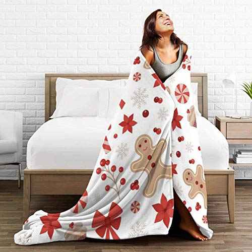 Moresunin Ultra-Soft Micro Fleece Gingerbread Man Throws Blanket Warm Anti-Pilling Flannel Plush Throw Lightweight Cozy Couch Blankets