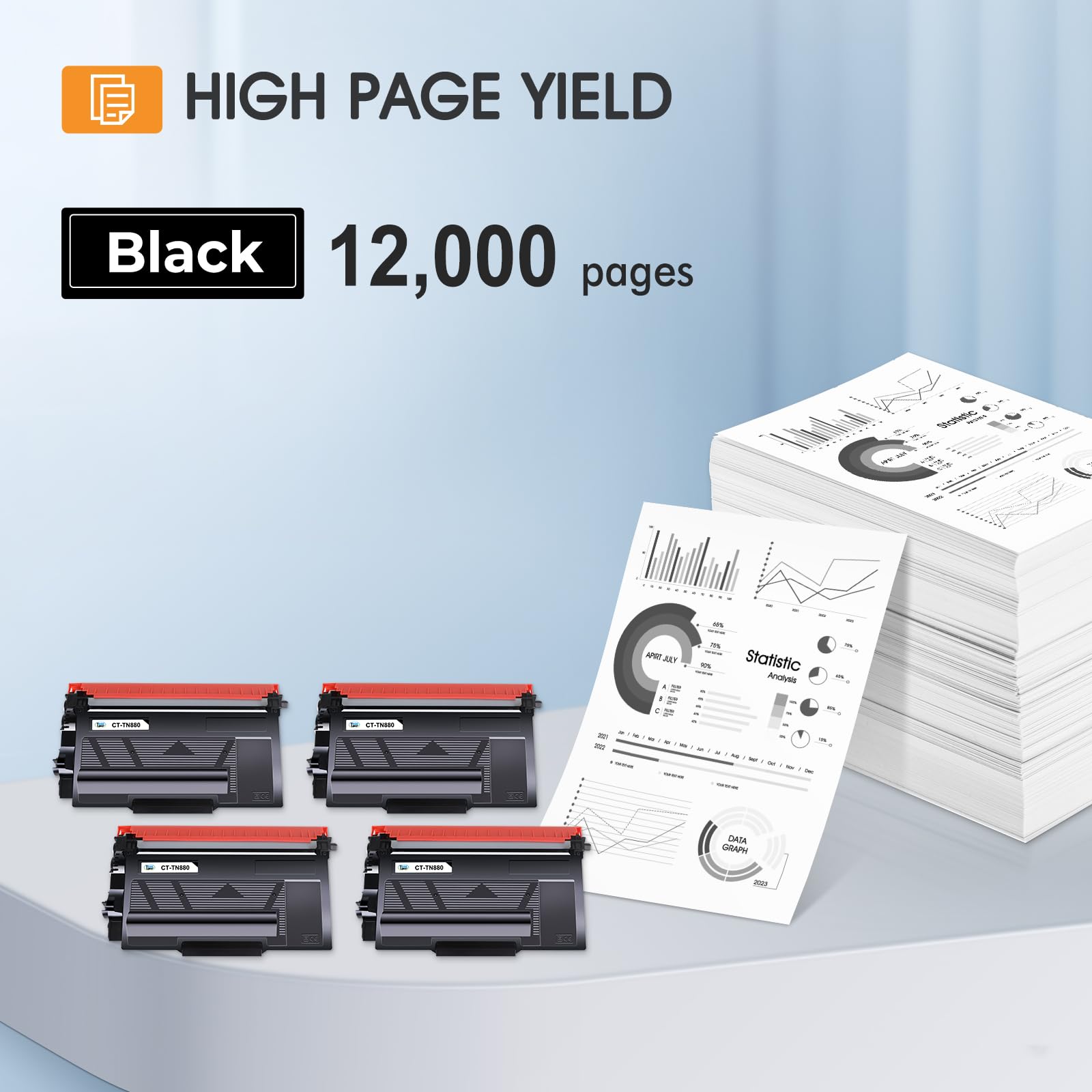 Cool Toner Compatible Toner Cartridge Replacement for Brother TN880 TN-880 TN 880 HL-L6200DW MFC-L6700DW MFC-L6800DW HL-L6200DWT HL-L6300DW MFC-L6900DW Super High Yield Printer Black Ink 4Pack
