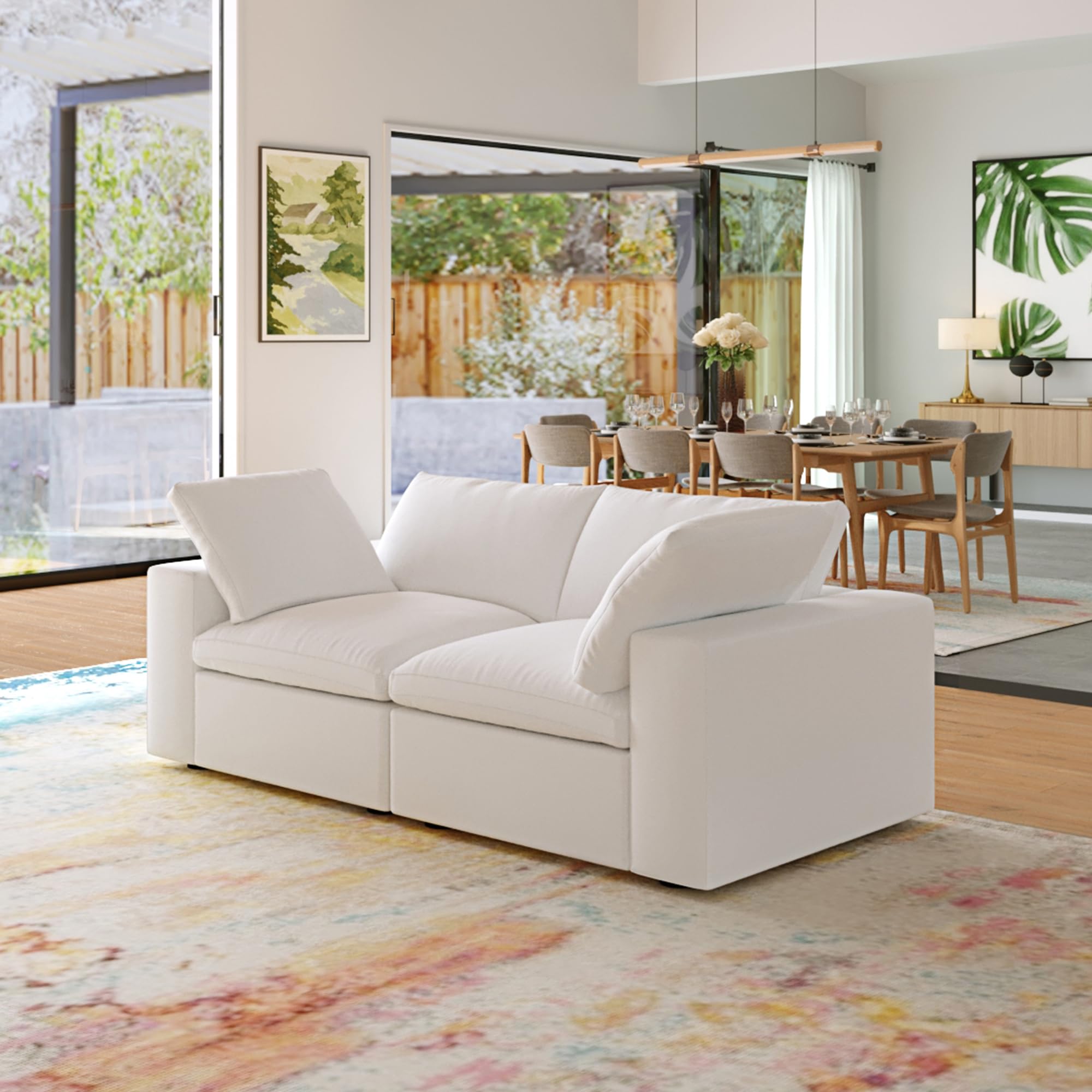 JACH Modern Convertible Modular Sectional Sofas for Living Room, Love Seat Sofas, Cushion Covers Removable, Customizable Modular Sectional Couch for Living Room Bedroom Apartment (White)