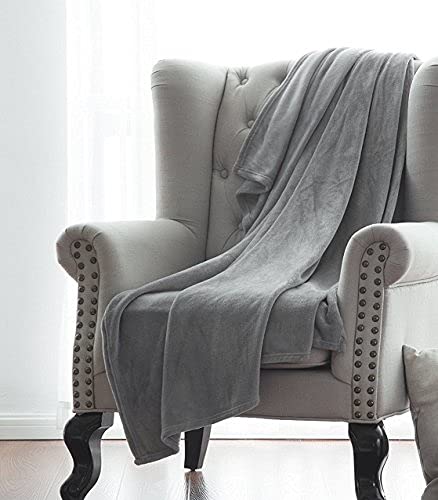 NICE COM SUPPLY Travel Blanket, 40X60, Portable, Warm, Cozy, Throw, for Car, Airplane, Chair, Small, Fleece, Full Body Cover, Grey