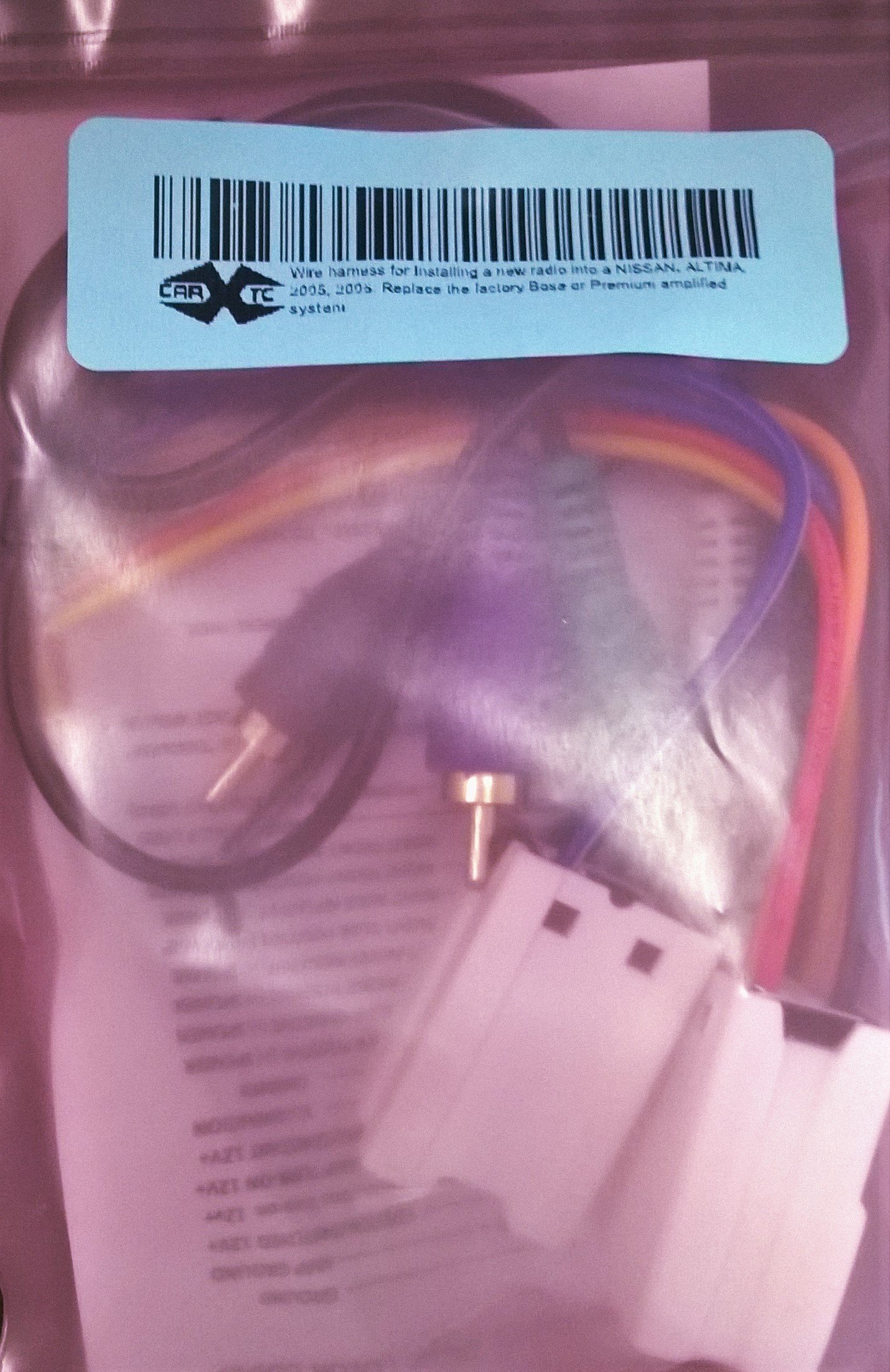 Wire Harness for Installing a New Radio into a Nissan, Altima, 2005, 2006. Replace The Factory Bose or Premium Amplified System