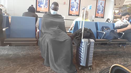 NICE COM SUPPLY Travel Blanket, 40X60, Portable, Warm, Cozy, Throw, for Car, Airplane, Chair, Small, Fleece, Full Body Cover, Grey